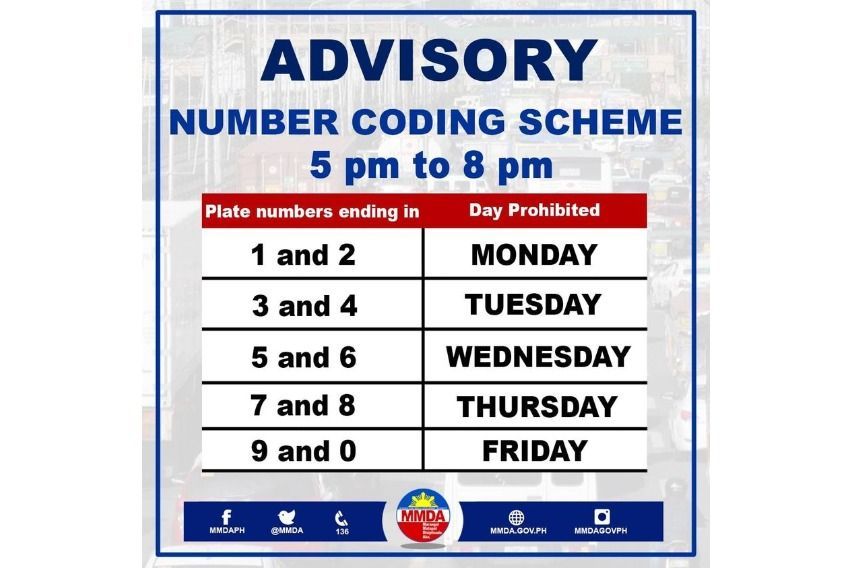MMDA Number Coding Are You Allowed To Drive In Metro Manila Today MMDA Number Coding Are You Allowed To Drive In Metro Manila Today